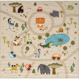the carpet Teppich »Happy Life« quadratisch 4 mm Höhe Life Kinderzimmer Teppich Spielteppich pflegeleicht Beige Obermaterial: 100% Polyester B :...