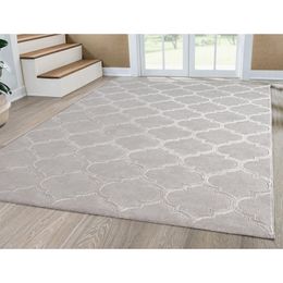 the carpet Teppich &raquo;Knight&laquo; rechteckig 12 mm H&ouml;he moderner Wohnzimmer Teppich elegant gl&auml;nzender Flor beige Polyester