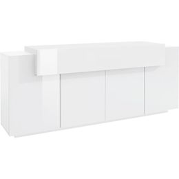 Inosign Sideboard »Coro, Kommode, Schrank, Kredenz, grifflos mit Einlegeböden« 1 Klappe, 4 Türen, Doppeltiefe, B/T/H 200x45x85, 6cm weiß/ weiß...