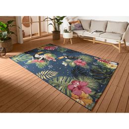 Hanse Home Outdoorteppich »Tropical Dream« rechteckig 3 mm Höhe In-& Outdoor, Teppich, Wetterfest, Balkon, Garten, Wohnzimmer, Floral blau,bunt B :...