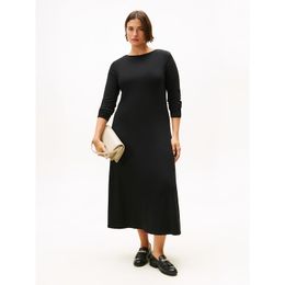 Tommy Hilfiger Curve A-Linien-Kleid »CRV 5X2 RIB FLARE MIDI DRESS LS« in großen Größen, in gerippter Struktur und ausgestellter Form Black 52 -...