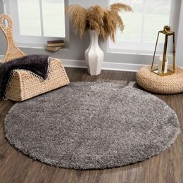 Sanat Hochflor-Teppich &raquo;Porto&laquo; rund 45 mm H&ouml;he Wohnzimmer, Langflor, Shaggy Teppich dunkelgrau Obermaterial: 100% Polypropylen &Oslash; 150 cm 1 Stk.