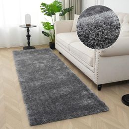 Bruno Banani Hochflor-L&auml;ufer &raquo;Dana Teppich, Kundenliebling&laquo; rechteckig 30 mm H&ouml;he Br&uuml;cke, uni, weich, Mikrofaser, Diele, Flur, Wohnzimmer, Schlafzimmer grau 