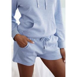 BENCH. LOUNGEWEAR Relaxshorts mit kleiner glänzenden Logostickerei, Loungewear hellblau meliert 32/34 - N-Gr N-Gr 32/34 Bequeme Shorts mit...
