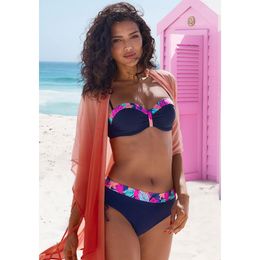 Lascana Bügel-Bandeau-Bikini-Top »Exotic« mit bedruckter Blende an den Cups navy-pink bedruckt 38 - Cup E Cup E 38 Unifarbe mit trendigen...