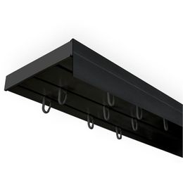 SN DECO GROUP Gardinenschiene »Vorhangschiene SH (1) mit Blende 5 cm« 3 läufig-läufig Fixmaß schwarz B/L: 120 cm
