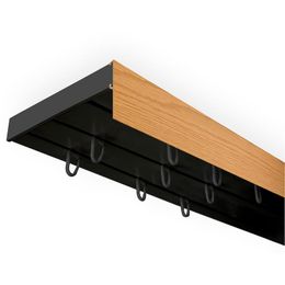 SN DECO GROUP Gardinenschiene »Vorhangschiene SH (1) mit Blende 5 cm« 3 läufig-läufig Fixmaß schwarz, eichefarben B/L: 150 cm