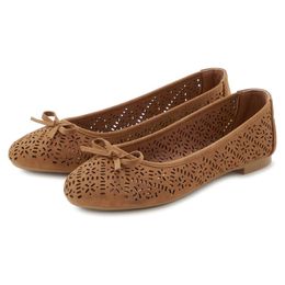 Lascana Ballerina Freizeitschuh, Slipper, Halbschuh mit kleinen Cut-Outs VEGAN camelfarben 36 36 Der perfekte Sommerbegleiter - luftig und leicht