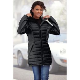Vivance ACTIVE Steppjacke mit Kapuze mit Ärmeln und Einsätzen aus Softshell-Material schwarz 34 34 Pufferjacke mit Softshell-Ärmeln und Einsätzen