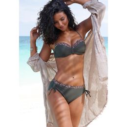 Lascana Bügel-Bandeau-Bikini-Top »Adelin« mit bedruckten Einsätzen oliv-leo 34 - Cup D Cup D 34 Trendige Leo-Einsätze