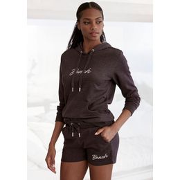 BENCH. LOUNGEWEAR Kapuzensweatshirt, mit gl&auml;nzender Logostickerei, Loungewear, Loungeanzug anthrazit meliert 36/38 36/38 Meliertes Sweatshirt mit...