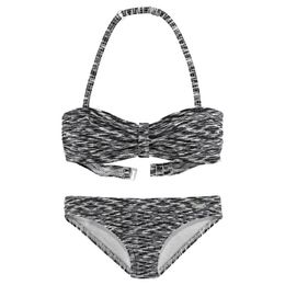 Venice Beach Bandeau-Bikini, regulierbares Top, seitliche Stäbchen schwarz-weiß 122/128 - N-Gr N-Gr 122/128 In schöner Melange-Optik