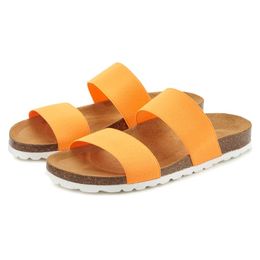 Vivance Pantolette »Sandale, Mule, offener Schuh, « mit komfortablem Korkfußbett und elastischen Riemen orange 42 42 Mit elastischen Riemen für...