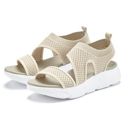 Lascana Sandale »Sommerschuh« Sandalette, Sommerschuh aus elastischem Textil besonders leicht VEGAN beige 36 36 Textilschuhe, Stoffschuhe - luftig...