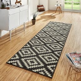 Hanse Home L&auml;ufer &raquo;Nordic&laquo; rechteckig 9 mm H&ouml;he Kurzflor, Raute, Teppich, Weich, Esszimmer, Kinderzimmer, Flur, Modern schwarz/creme Obermaterial:...