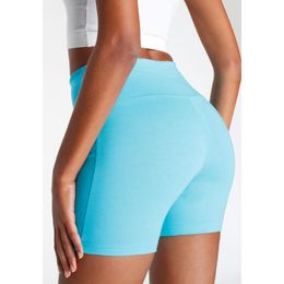Lascana Shorts mit breitem Bündchen und Logodruck, Loungewear türkis 36/38 - N-Gr N-Gr 36/38 Bequeme sportive Laufshorts