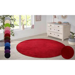 Hanse Home Teppich »Shashi« rund 8, 5 mm Höhe Kurzflor, Unifarben, Teppich, Weich, Esszimmer, Kinderzimmer, Flur rot Obermaterial: 100%...