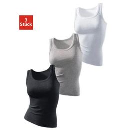 H.I.S. H.I.S Tanktop »ohne Seitennähte« 3er-Pack, aus weicher Rippqualität aus Baumwolle schwarz, grau meliert, weiß 32/34 32/34 Top im 3er Pack