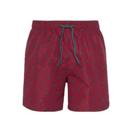 s.Oliver Badeshorts mit Palmen-Design bordeaux-petrol M - N-Gr N-Gr M Kontrastfarbiges Palmen-Design