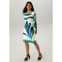 Aniston SELECTED Jerseykleid mit fantasievollen Alloverprint weiß-marine-grün-royalblau-dunkelgrün-hellblau 42 - N-Gr N-Gr 42 Kleid aus weicher...