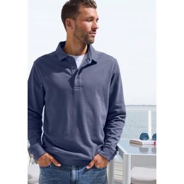 John Devin Herren Sweatshirt, Langarm, Pullover mit Polokragen, Baumwolle blau S (44/46)