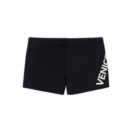 Venice Beach Boxer-Badehose mit Logo-Schriftzug schwarz 4 - N-Gr N-Gr 4 Seitlicher Einsatz in Kontrastfarbe