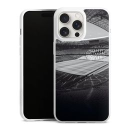 DeinDesign iPhone 15 Pro Max Handy Silikon H&uuml;lle Case wei&szlig; Handyh&uuml;lle Stadium Fcb Fc Bayern M&uuml;nchen Silikon Case