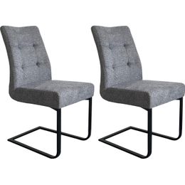 Esszimmerstuhl ByLiving "Marlen XXL", grau (dunkelgrau, schwarz), B:47cm H:96cm T:62cm, Stühle, bis zu 150 kg belastbar, Vintage-Bezug, Freischwinger