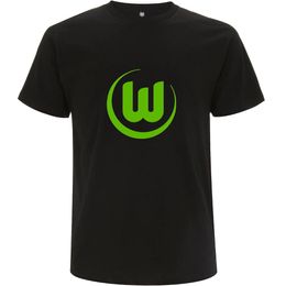 VfL Wolfsburg T-Shirt schwarz mit Logo gr&uuml;n M