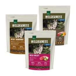 REAL NATURE WILDERNESS Trockenfutter Hund, Adult 3x1 kg Probierpaket 4, Wild Valley, Pferd und Rind