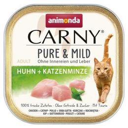 animonda Carny Nassfutter Katze Adult, Pure and Mild 32x100 g Huhn mit Katzenminze