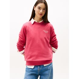 Sweatshirt Tommy Jeans "TJW REG ESS LOGO 1 CREW EXT", Damen, Gr. XXL (44), vintage cerise, Sweatware, Obermaterial: 100% Baumwolle, unifarben, regular fit normal, Rundhals, Rippb&uuml;ndchen, Sweatshirts Sweatshirt