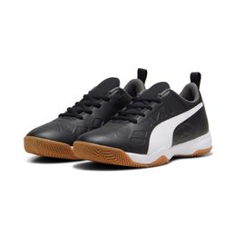 Hallenschuh Puma "TENAZ JR", Gr. 34, schwarz-weiß (Puma schwarz, Puma weiß, iron gate, gum), Synthetik, Schuhe