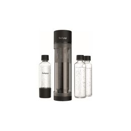 SODAPOP Wassersprudler Logan matt schwarz, 1x 850ml + 1x 600ml Glas + 1x 850ml PET, OHNE CO&sup2; Zylinder