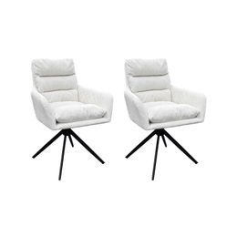 ByLiving Esszimmerstuhl PURA, 2-er Set, Cordbezug off-white, Gestell schwarz