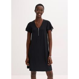 bonprix Shirtkleid mit Chiffon&auml;rmeln, schwarz, Gr.36/38 (S), klassisches Shirtkleid mit Chiffon&auml;rmeln