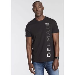 DELMAO Herren T-Shirt, schwarz, Gr. S, bedruckt, Single Jersey, Obermaterial: 100% Baumwolle, Shirts, Kurzarm, lässiger Print, Rundhalsausschnitt,