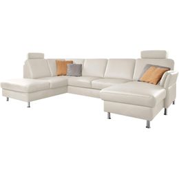 Wohnlandschaft DIE PLANBAR "PN-EM18013 U-Form, mit Kopfstützen", weiß, B:305cm H:100cm T:200cm, Sofas, wahlweise mit Bettfunktion und Stauraum