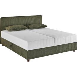 Bett "Corinna", grün, B:162cm H:97cm L:210cm, ATLANTIC HOME COLLECTION, Betten, Boxbett inkl. Stauraum, Cord, erhältlich in unterschiedlichen Breiten