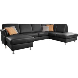 Wohnlandschaft DIE PLANBAR "PN-EM18013 U-Form, ohne Kopfstützen", schwarz, B:305cm H:87cm T:200cm, Sofas, wahlweise mit Bettfunktion und Stauraum