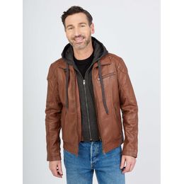Lederjacke JCC "310-19-222", Herren, Gr. 48, braun (cognac), Oberstoff: 100% Lammleder; Innenmaterial: 100% Polyester; Einsatz: 100% Baumwolle; Ärmelfutter: 100% Polyester, Jacken