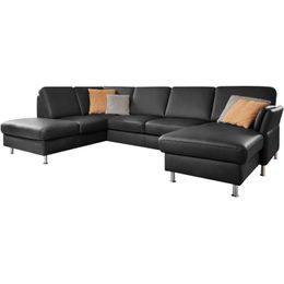 Wohnlandschaft DIE PLANBAR "PN-EM18013 U-Form, ohne Kopfstützen", schwarz, B:305cm H:87cm T:200cm, Sofas, wahlweise mit Bettfunktion und Stauraum