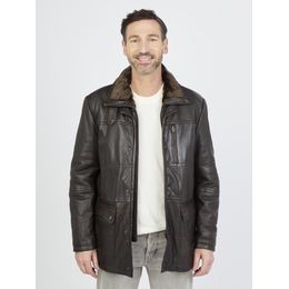 Lederjacke JCC "JCC-09-703", Herren, Gr. 50, braun (schwarz braun), Obermaterial: 100% Lammleder; Futter: 100% Baumwolle; Ärmelfutter: 100% Polyester, Jacken