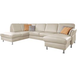 Wohnlandschaft DIE PLANBAR "PN-EM18013 U-Form, ohne Kopfstützen", beige (ecru), B:305cm H:87cm T:200cm, Sofas, wahlweise mit Bettfunktion und Stauraum