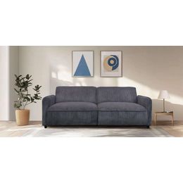 3-Sitzer DOREL HOME "Allie Curved Schlafsofa 209 cm", grau (anthrazit), B:209cm H:80cm T:91cm, 90% Polyester, 10% Nylon, Sofas, Bettfunktion (110/190), verstellbare R&uuml;ckenlehne, Cord u. Velours