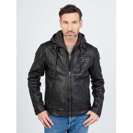 Lederjacke JCC "310-19-222", Herren, Gr. 48, schwarz, Oberstoff: 100% Lammleder; Innenmaterial: 100% Polyester; Einsatz: 100% Baumwolle; Ärmelfutter: 100% Polyester, Jacken