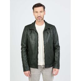Lederjacke JCC "3102240", Herren, Gr. 50, grün (bottle grün), Obermaterial: 100% Lammleder; Innenfutter oben: 100% Polyester; Innenfutter unten: 100% Baumwolle; Ärmelfutter: 100% Polyester; Wattierung: 100% Polyester, mit Knopf, Jacken