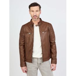 Lederjacke JCC "51280", Herren, Gr. 48, braun (caramel), Oberstoff: 100% Lammleder; Futter: 100% Polyester, mit Knopf, Jacken