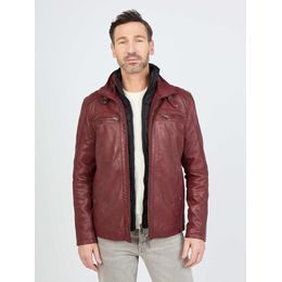 Lederjacke JCC "31023635", Herren, Gr. 48, rot (bordeaux), 100% Leder, Schaf; Futter: 100% Polyester / Wattierung: 100% Polyester, Jacken