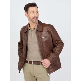 Lederjacke JCC "3102230", Herren, Gr. 50, braun (schwarz braun), Oberstoff: 100% Schafsleder; Innenfutter oben: 100% Polyester; Innenfutter unten: 100% Baumwolle; Ärmelfutter: 100% Polyester, Jacken